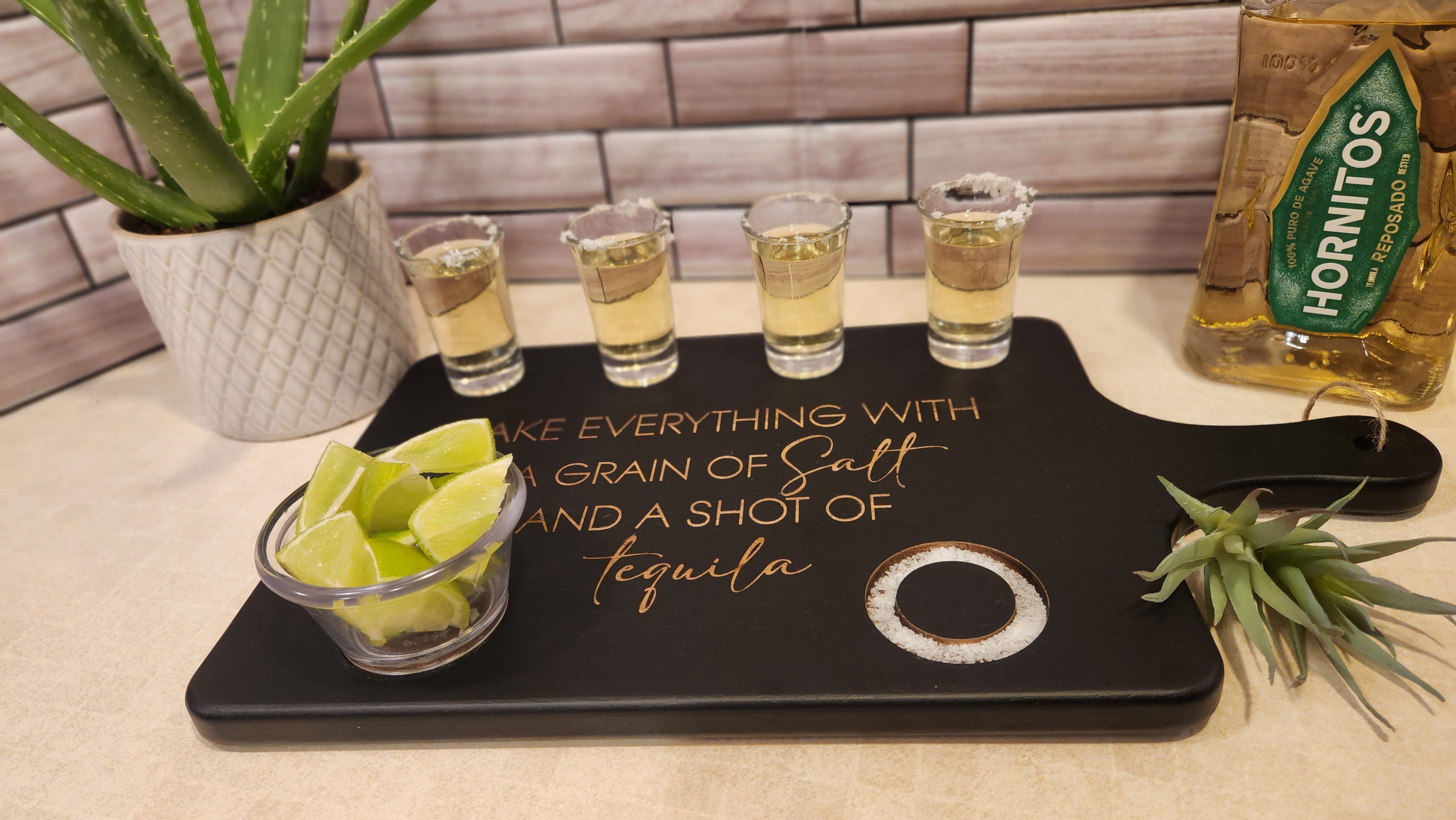 Personalized Tequila Flight Board with Handle and Shot Glasses - charc ...